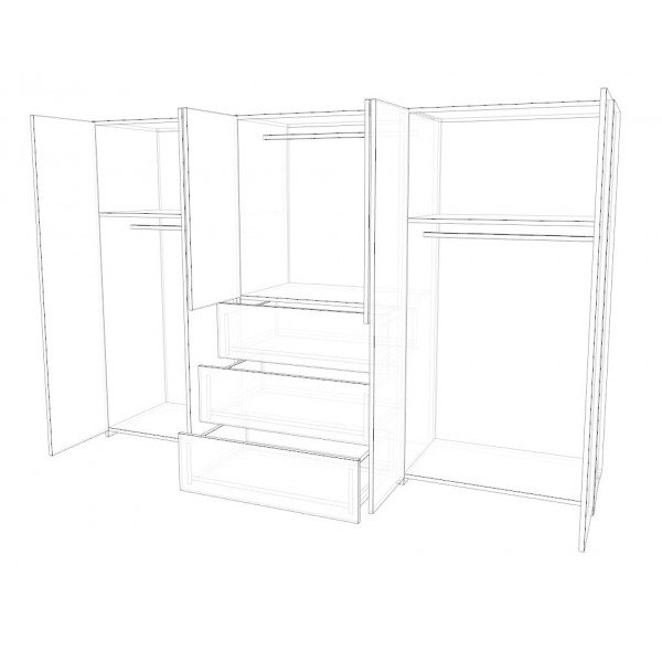 Double Door Full Wardrobe with 3 Sectors with hanging space and storage