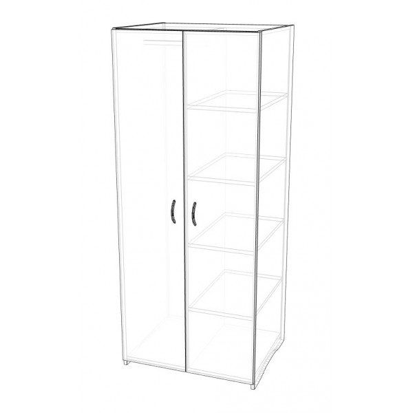 Wardrobe double door with half hanging space and half shelves