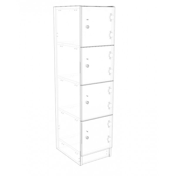 Lockers 4 doors - bank of 4 x high & 1 x Wide - Set your own overall size