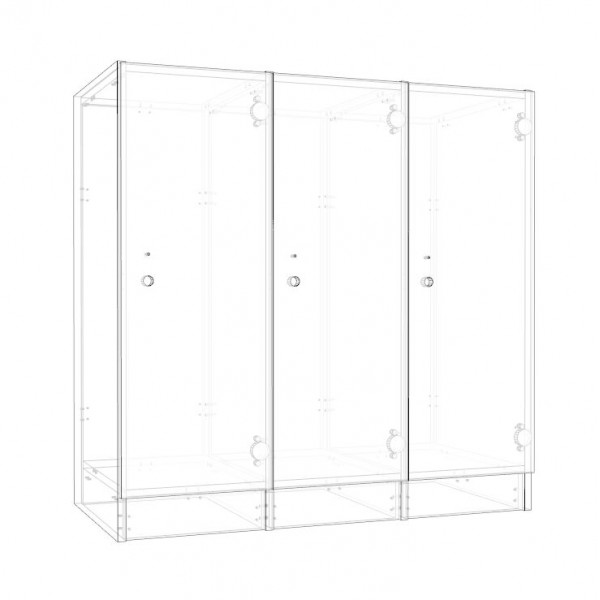Locker bank of 1 high x 3 wide - Set your own overall size