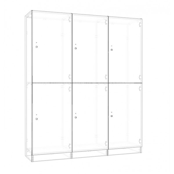 Locker bank of 2 high x 3 wide - Set your own overall size