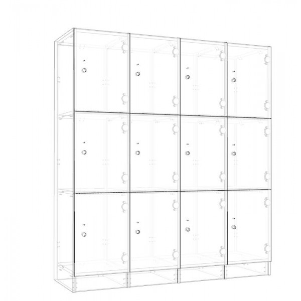 Lockers 12 Doors Locker bank of 3 high x 4 wide - Set your own overall size