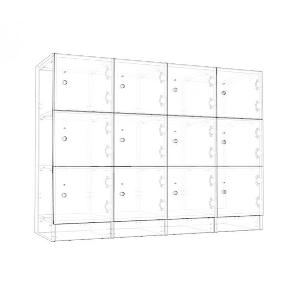 Lockers 12 Doors Locker bank of 3 high x 4 wide - Set your own overall size