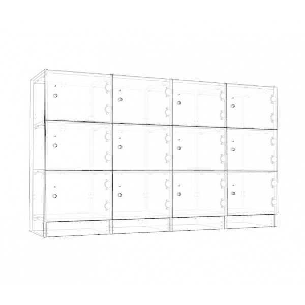 Lockers 12 Doors Locker bank of 3 high x 4 wide - Set your own overall size