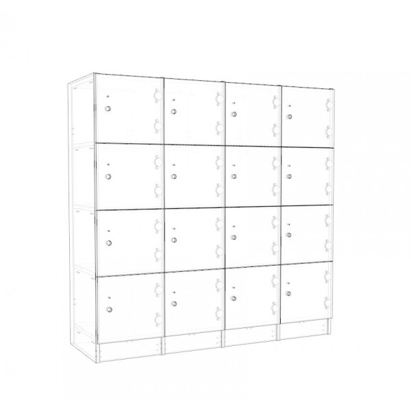 Lockers 16 Doors - bank of 4 x high & 4 x Wide - Set your own overall size
