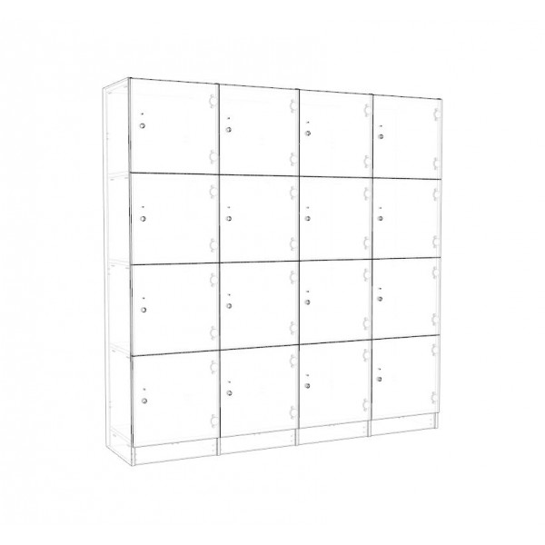 Lockers 16 Doors - bank of 4 x high & 4 x Wide - Set your own overall size