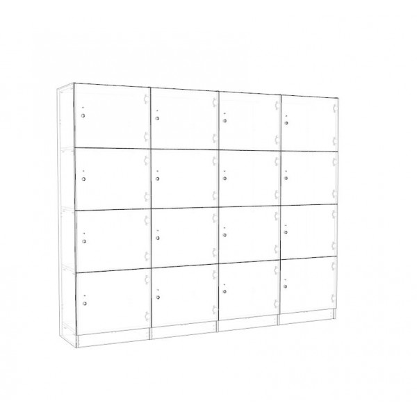 Lockers 16 Doors - bank of 4 x high & 4 x Wide - Set your own overall size