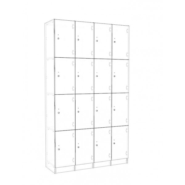 Lockers 16 Doors - bank of 4 x high & 4 x Wide - Set your own overall size