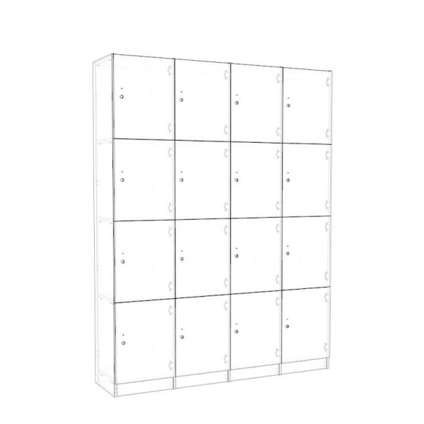 Lockers 16 Doors - bank of 4 x high & 4 x Wide - Set your own overall size