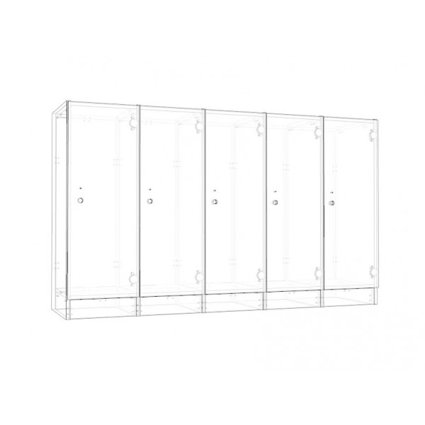 Locker bank of 1 high x 5 wide - Set your own overall size